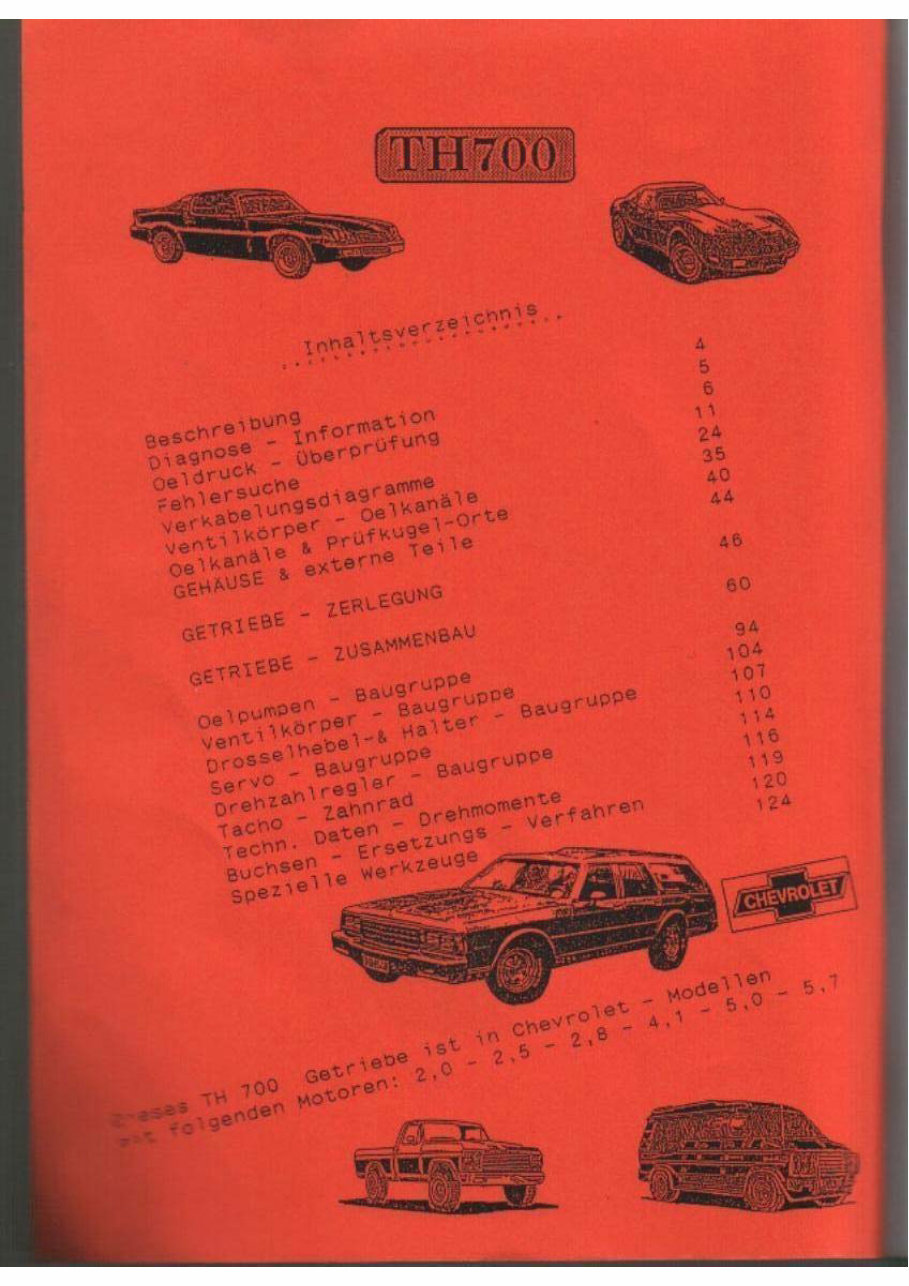 CHEVROLET TH700R4 TH 700 R4 AUTO TRANS Manual