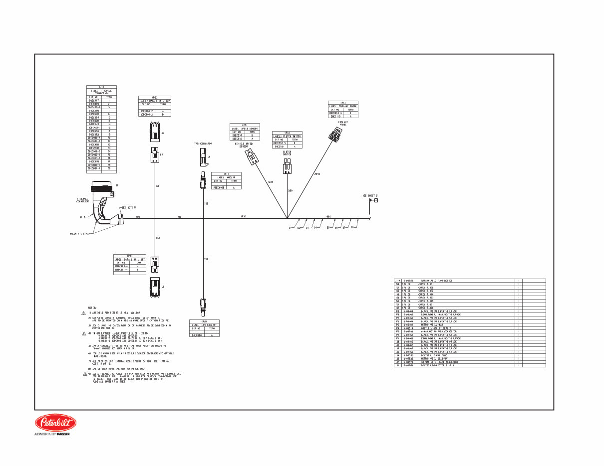 PETERBILT Wiring HARNESS DDEC IV Engine W / PSG