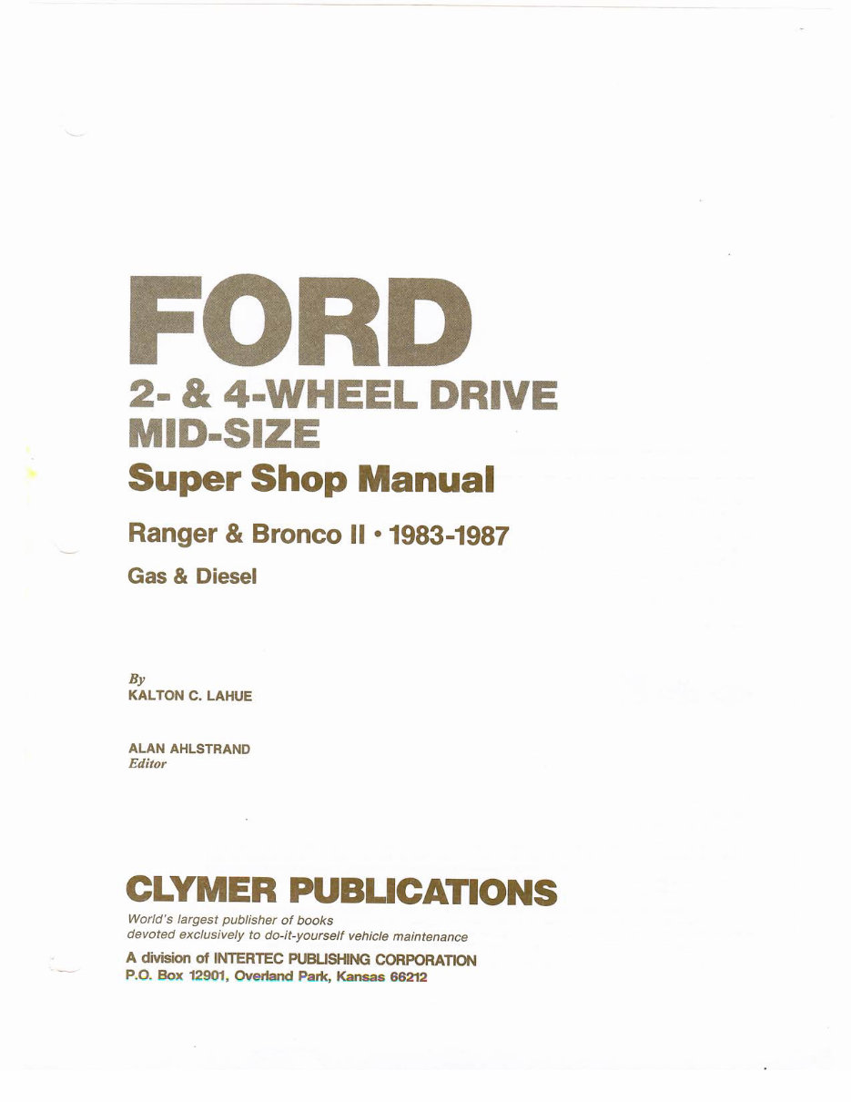 1983-1987 Ford Ranger & Bronco Service & Repair Manual