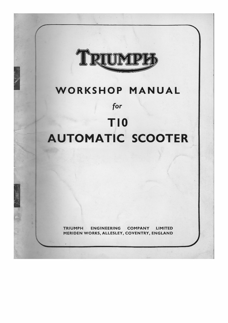 Triumph T10 Automatic Scooter Workshop Service Repair Manual