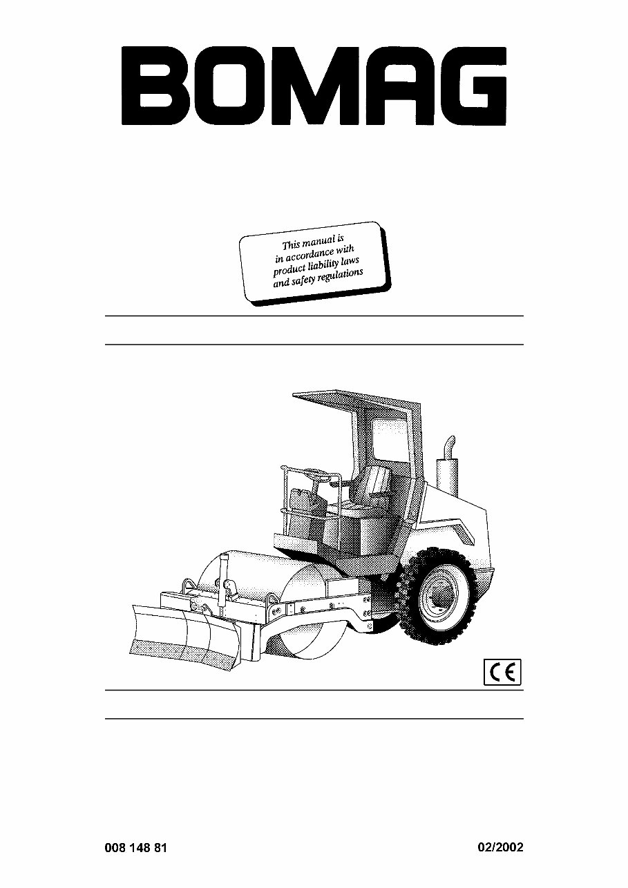 Bomag BW 124 DH-3 PDH-3 Single Drum Roller Operating & Maintenance Manual