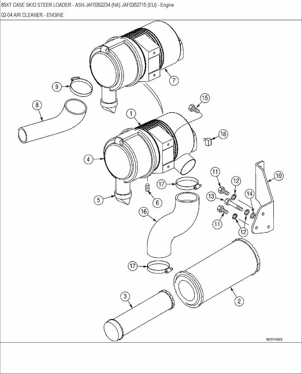 CASE 85XT Skid Steer Loader Parts Catalog Manual