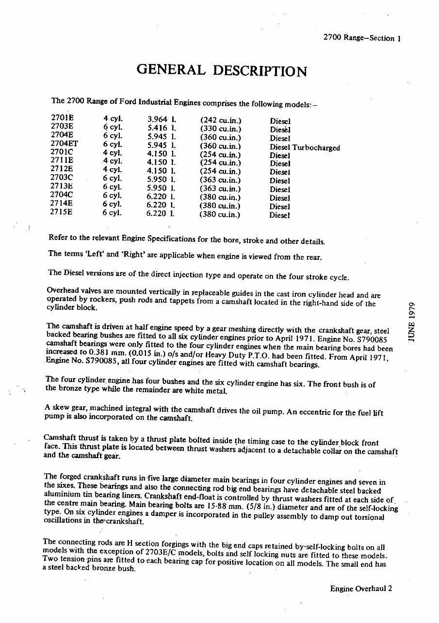 Ford 2700 Series Industrial Diesel Engine Complete Workshop Service ...