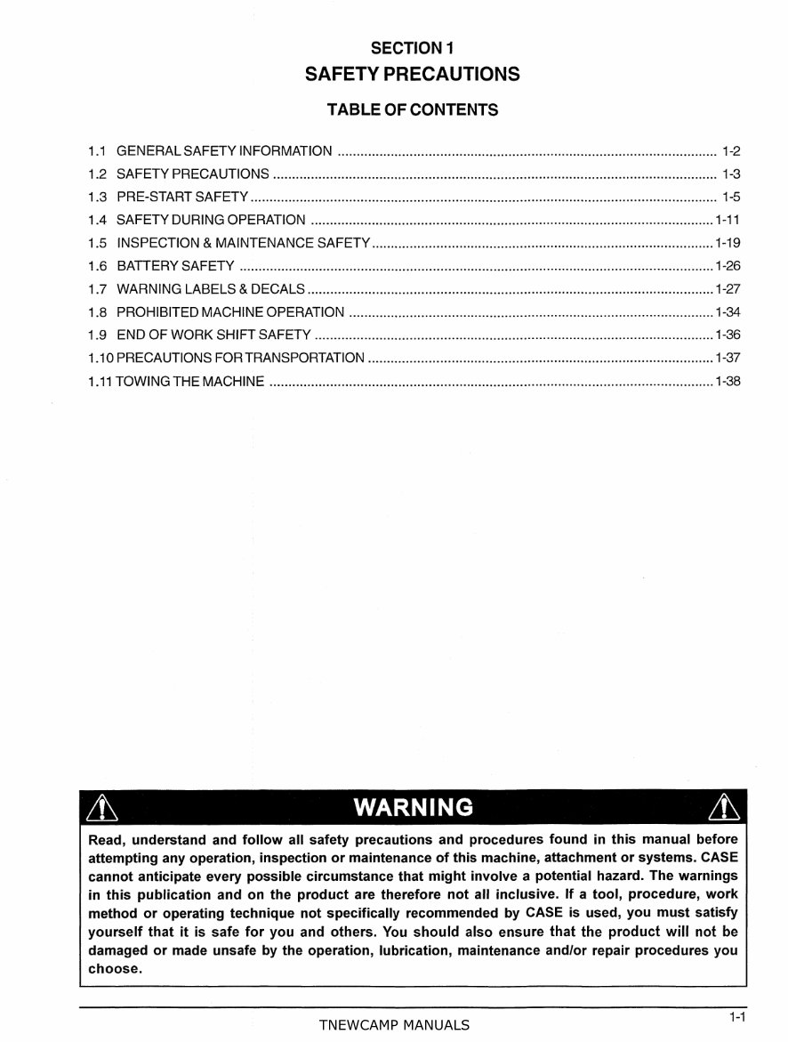 CASE CX31 CX36 MINI Excavator Operators Manual