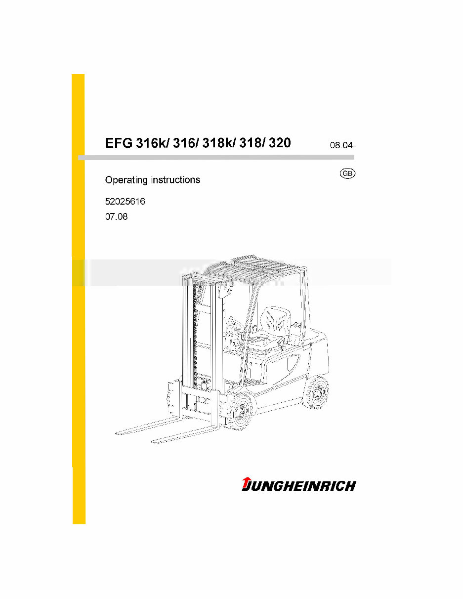 Jungheinrich Electric Lift Truck EFG 316, EFG 318, EFG 320 (08.2004-12. ...