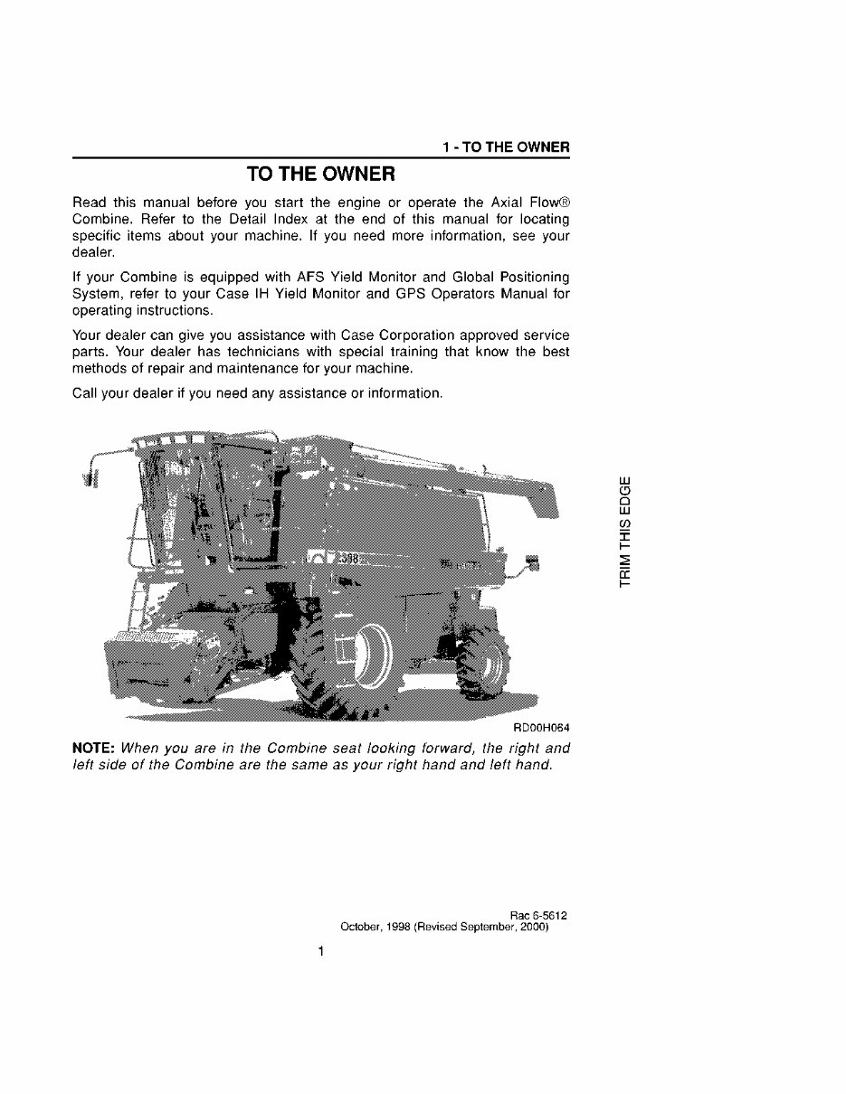 CASE IH 2388 Combine Operators Manual #1 | Manuals Online