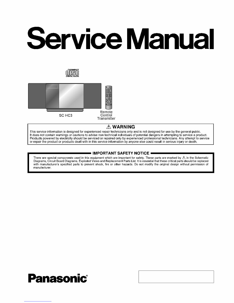 Panasonic SC-HC3 Service Manual & Repair Guide