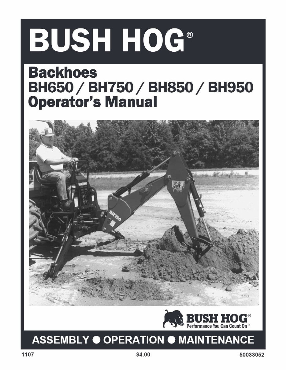 BUSH HOG BH650 BH750 BH850 BH950 Operation Owners Manual