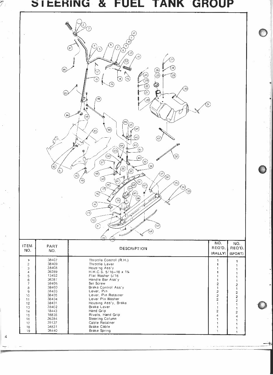 1976 Rupp Snowmobile Rally n Sport chassis parts manual