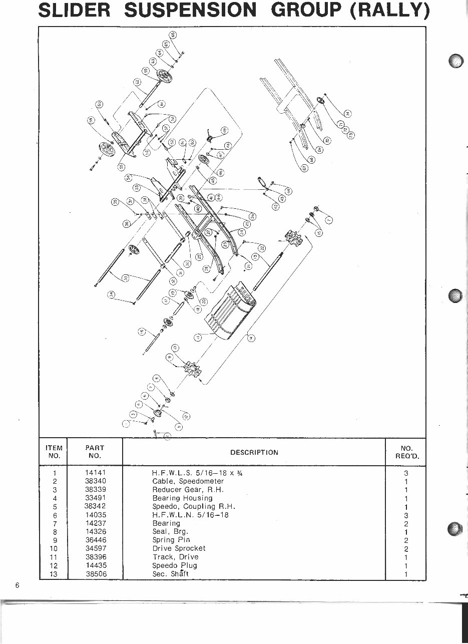 1976 Rupp Snowmobile Rally n Sport chassis parts manual