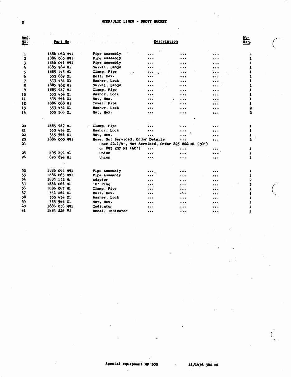Massey Ferguson MF300 Tractor Loader - Dozer Tractor Parts Catalog Manual