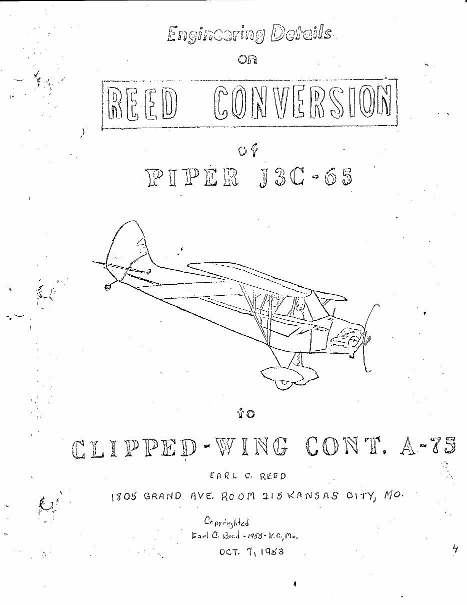 Piper reed clipped wing cub conversion manual J3