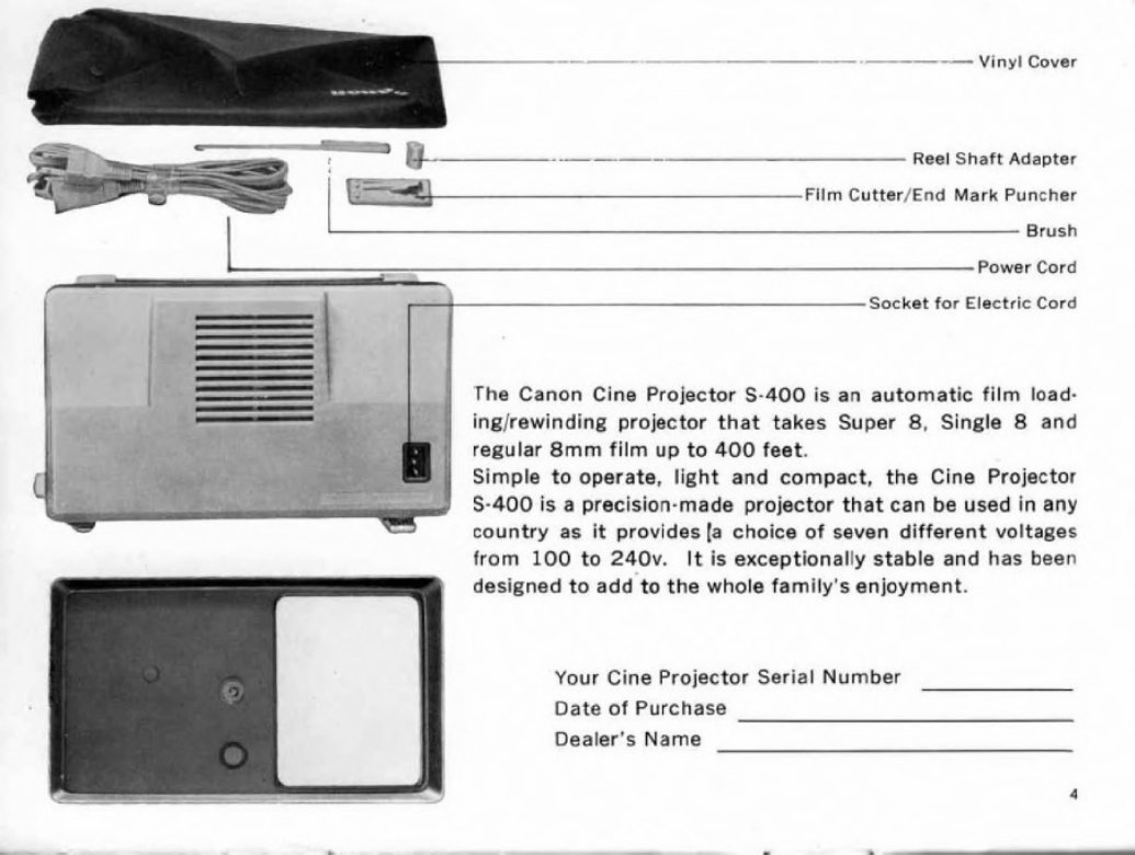 CANON S-400 CINE PROJECTOR Manual | Manuals Online
