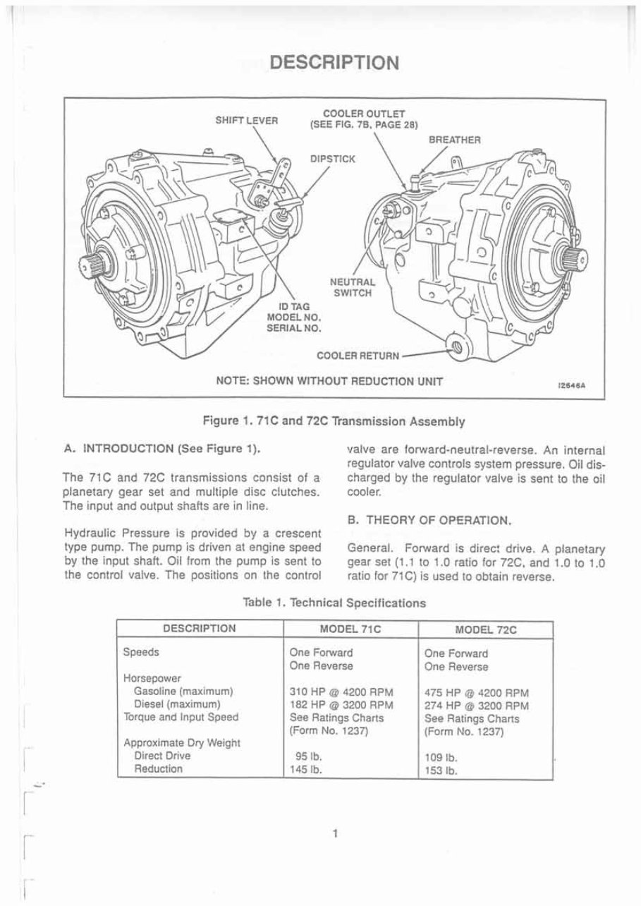 velvet drive marine transmission service manual 71C 72C