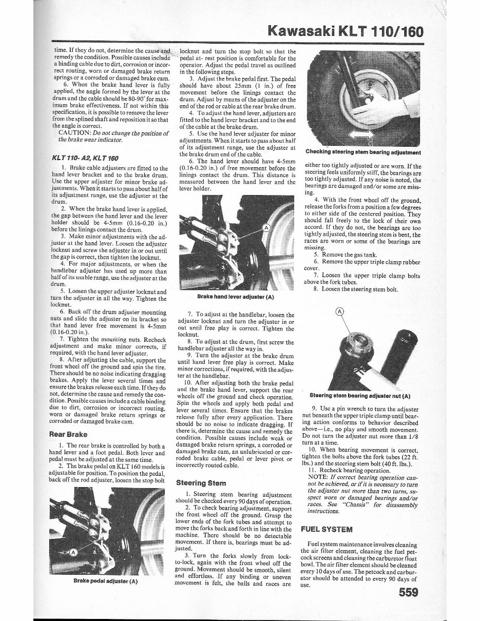 Kawasaki KLT110 KLT160 ATV 1984-1985 Service & Repair Workshop Manual