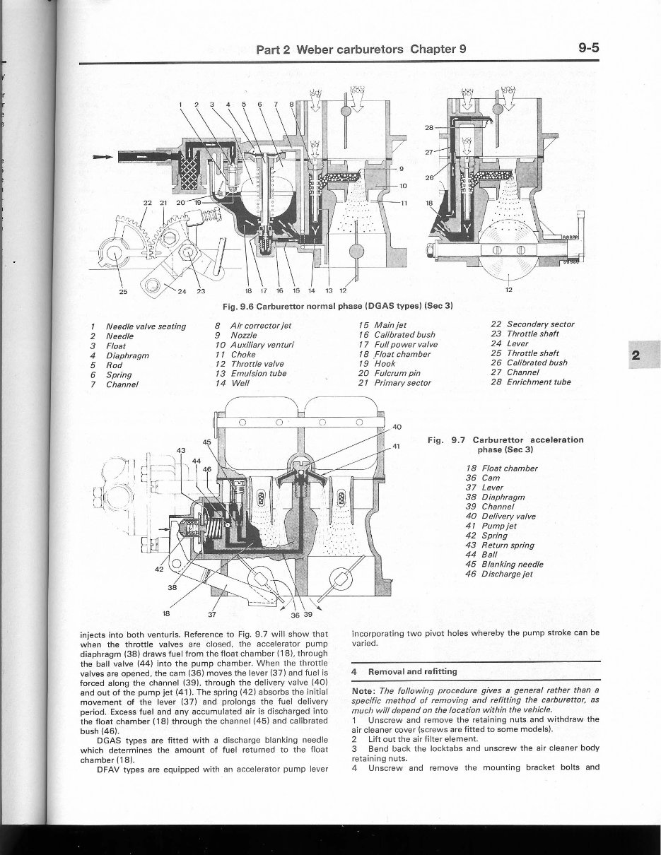 Weber Carburetor Type 40 DFA 40 DFAV 34 DGAS 38 DGAS MANUL