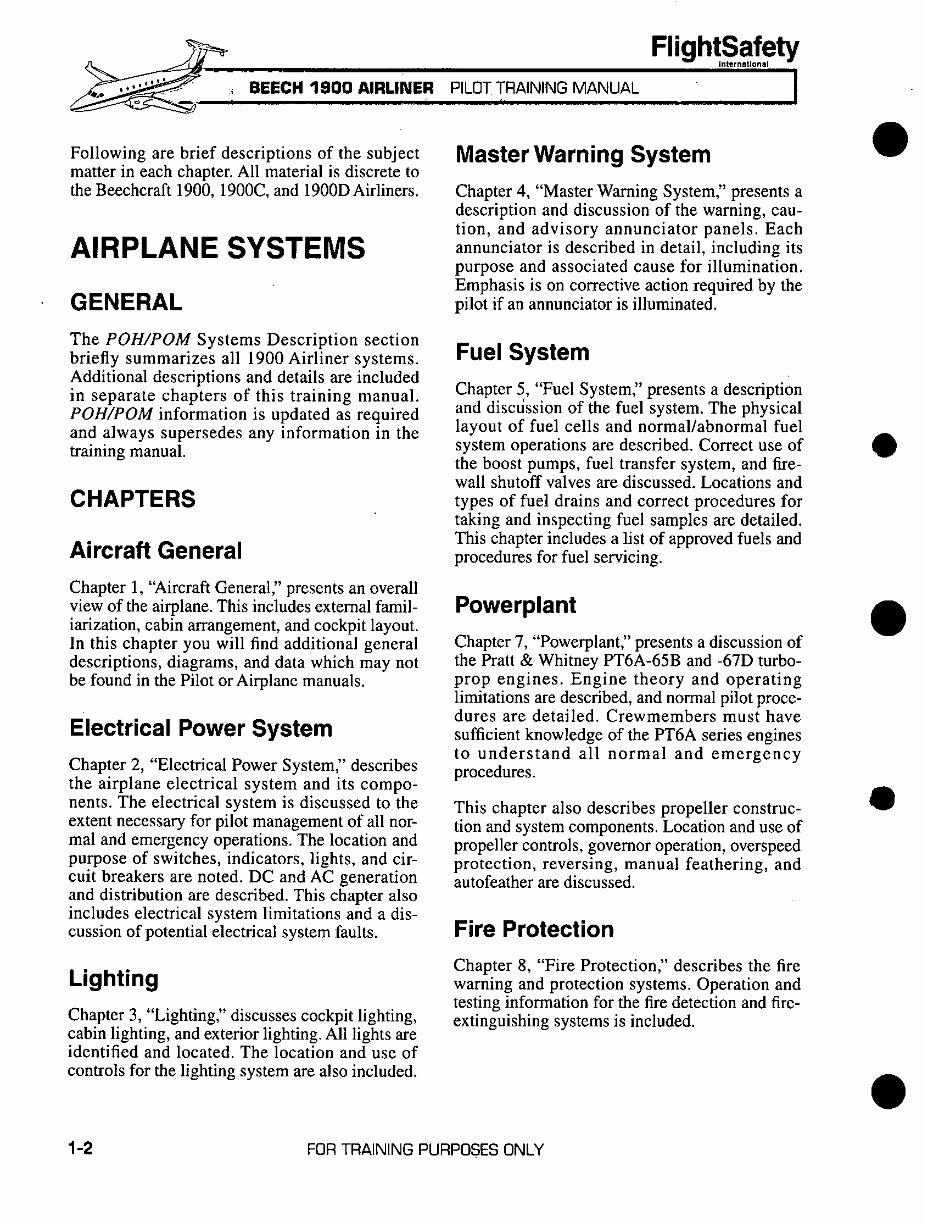 Beechcraft 1900 BE1900-FS Systems Descriptions Manual