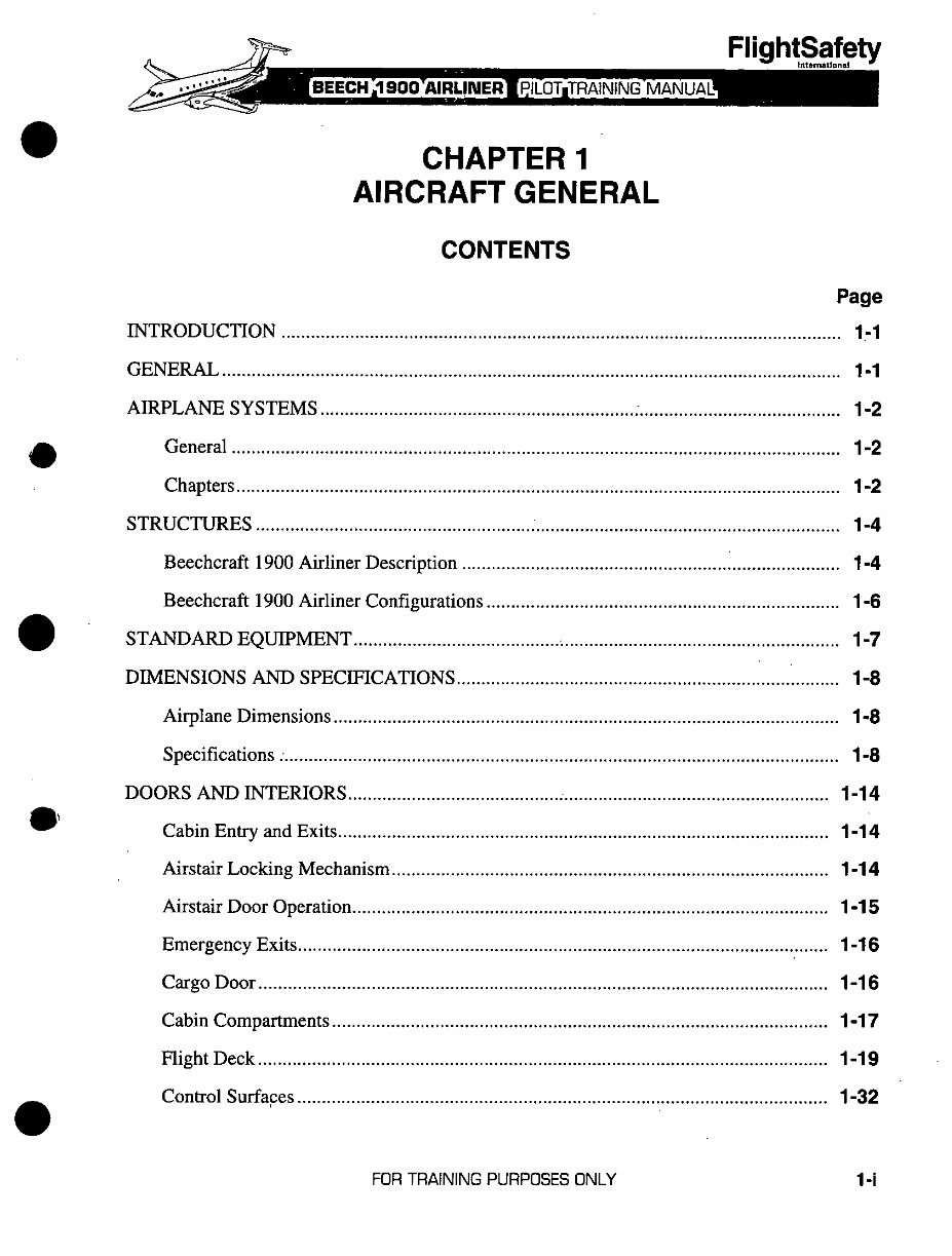 Beechcraft 1900 BE1900-FS Systems Descriptions Manual