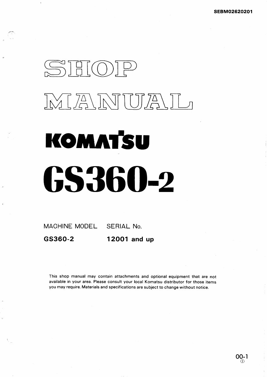 Komatsu GS360-2 Road Stabilizer Service and repair manual