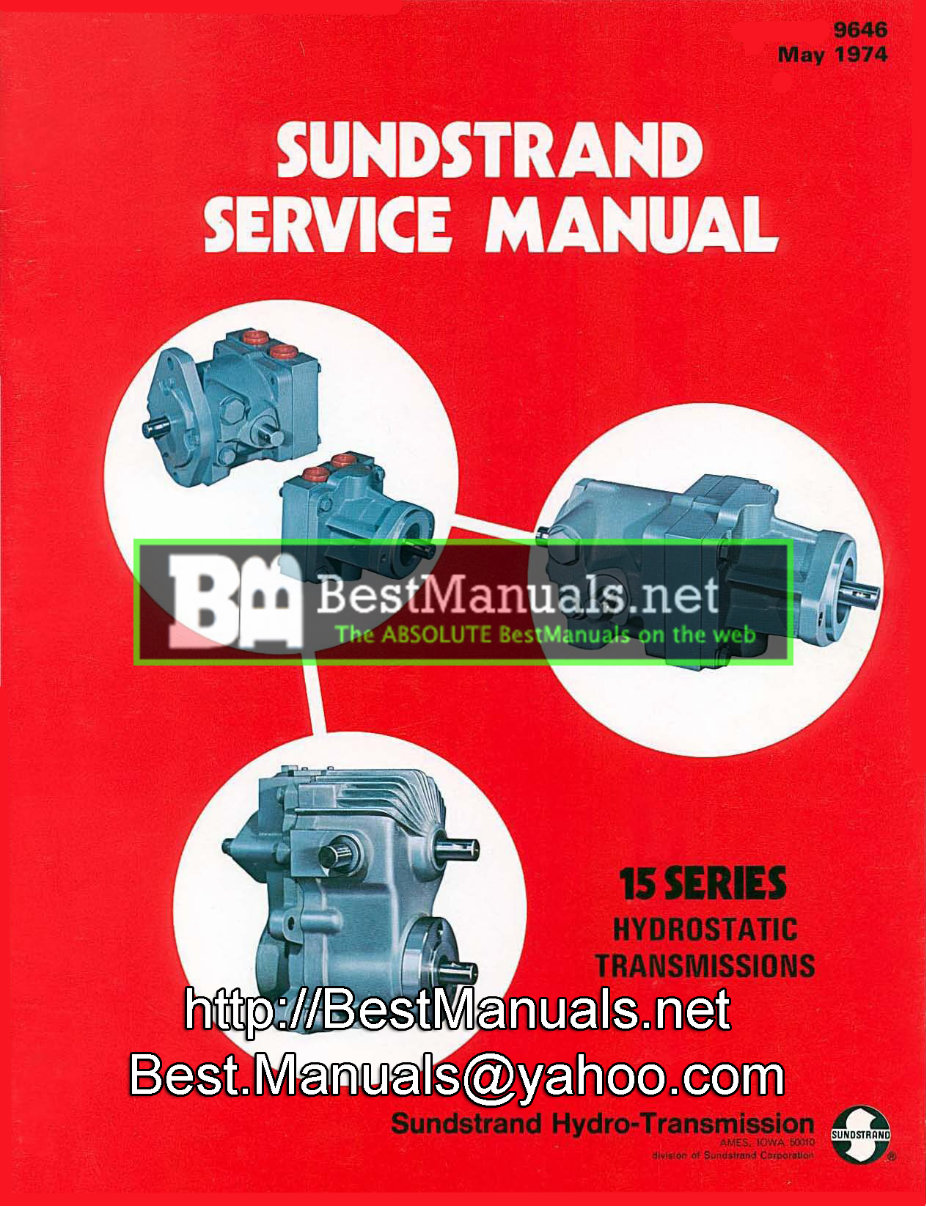 Sundstrand 15 Series Hydrostatic Transmissions Service Repair Manual