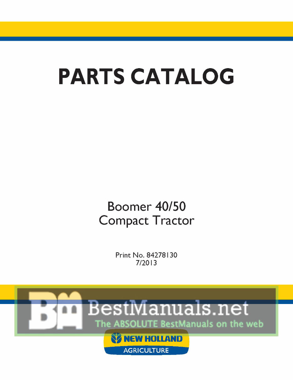 New Holland Boomer 40 50 Compact Tractor Illustrated Parts Manual ...