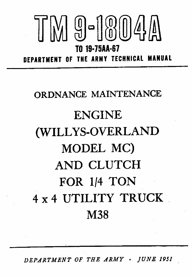 1951 Willys overland M38 MC engine maintenance manual 4x4