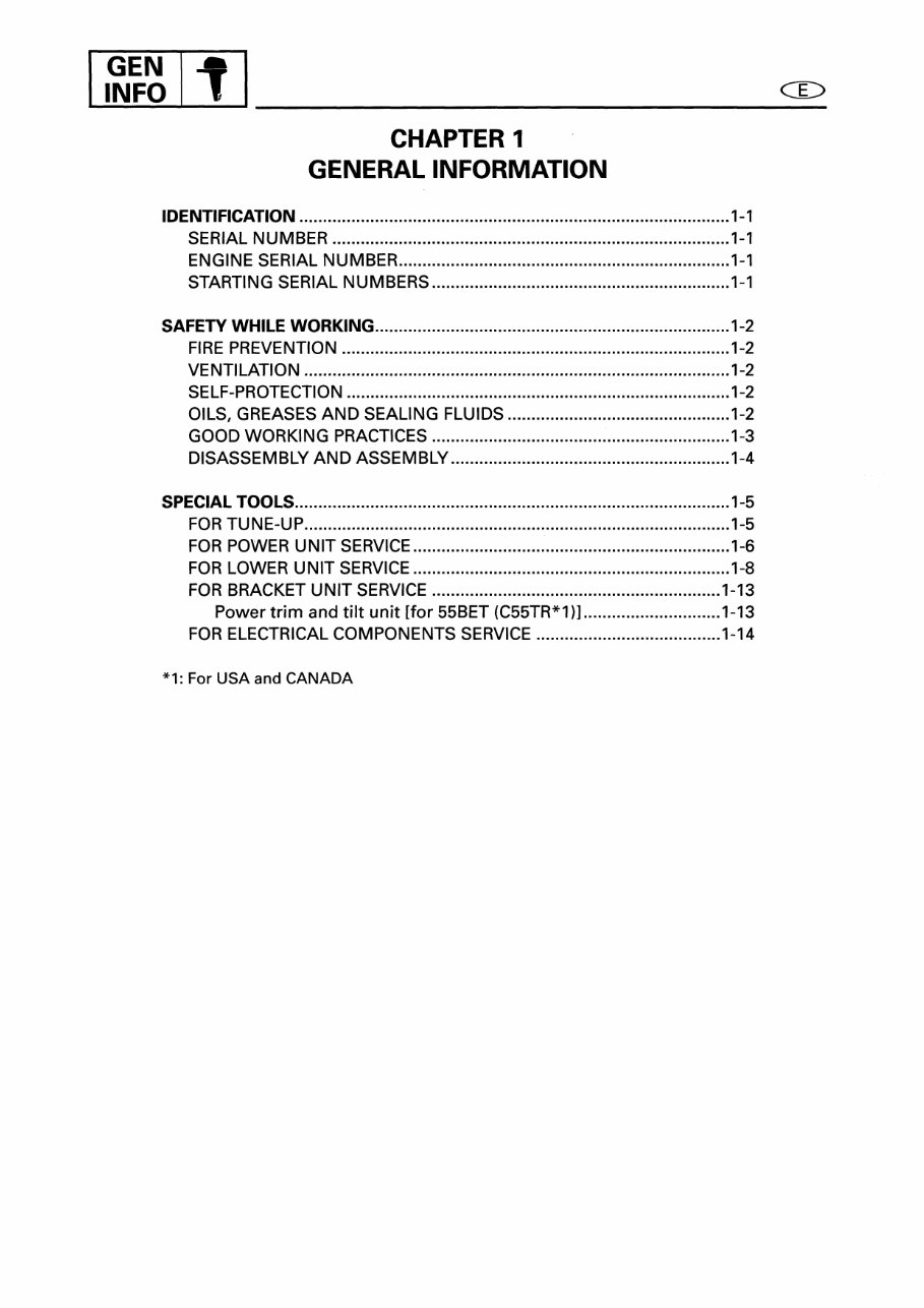 Yamaha Marine Outboard E48C (E48), E55C, 55B (C55) Service Repair Manual
