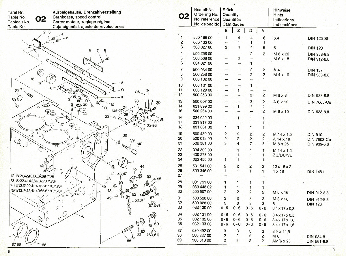 HATZ Diesel Engine E108 Z108 D108 V108 Service Parts Catalogue Manual