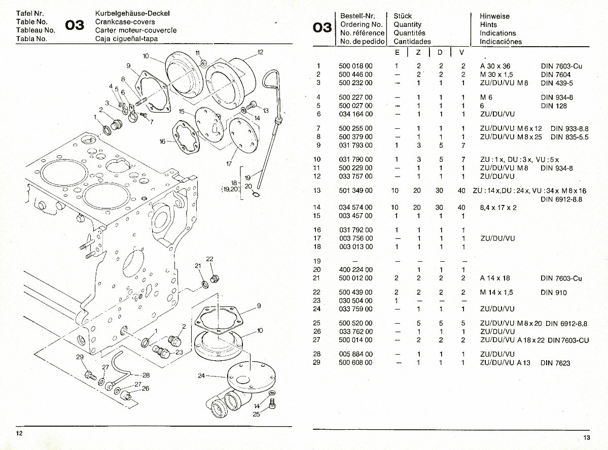 HATZ Diesel Engine E108 Z108 D108 V108 Service Parts Catalogue Manual