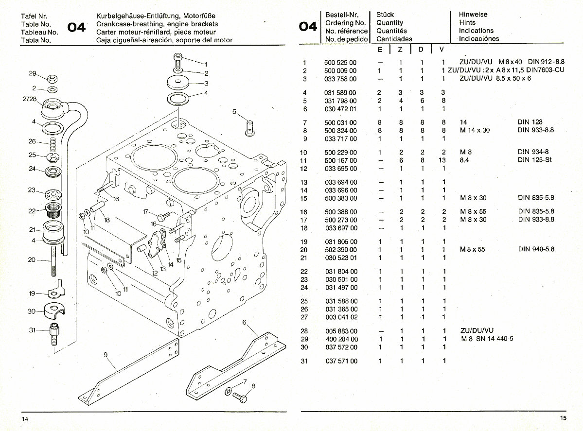 HATZ Diesel Engine E108 Z108 D108 V108 Service Parts Catalogue Manual