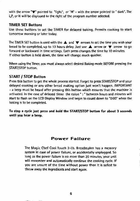 Magic Chef Breadmaker Parts Model VBM200c 1 Instruction Manual Recipes