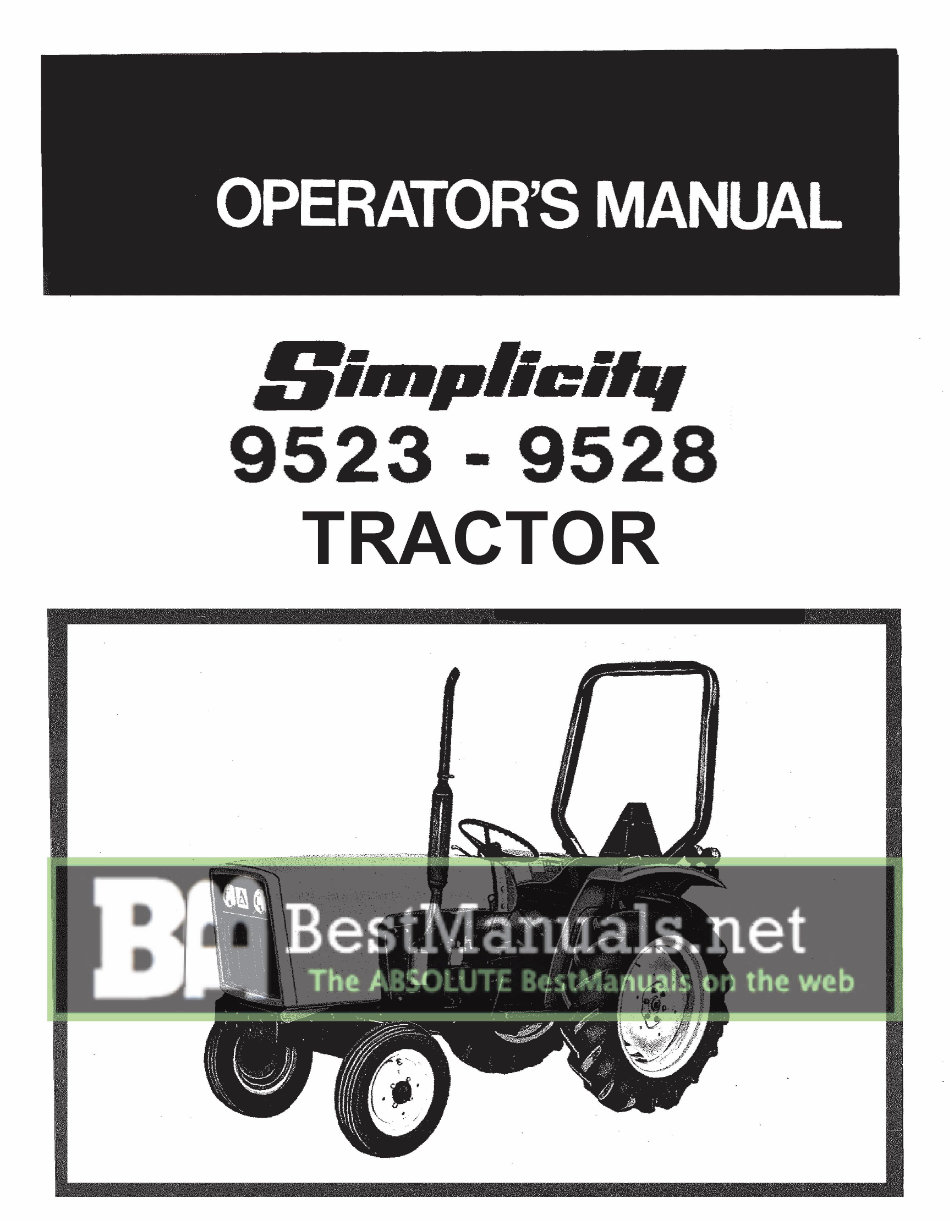Simplicity 9523 & 9528 Tractor Complete Workshop Service Repair Manual