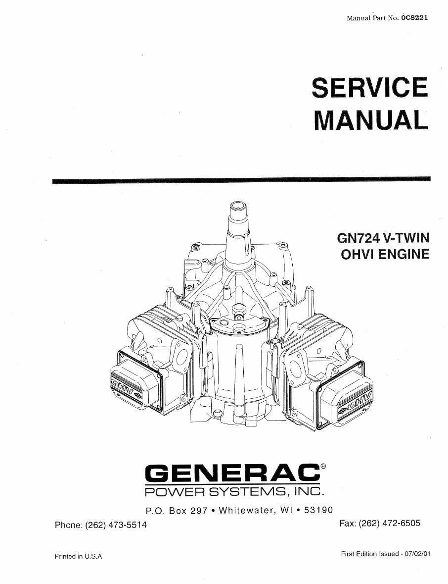 Generac GN724 V-Twin OHVI Engine Workshop Service Repair Manual