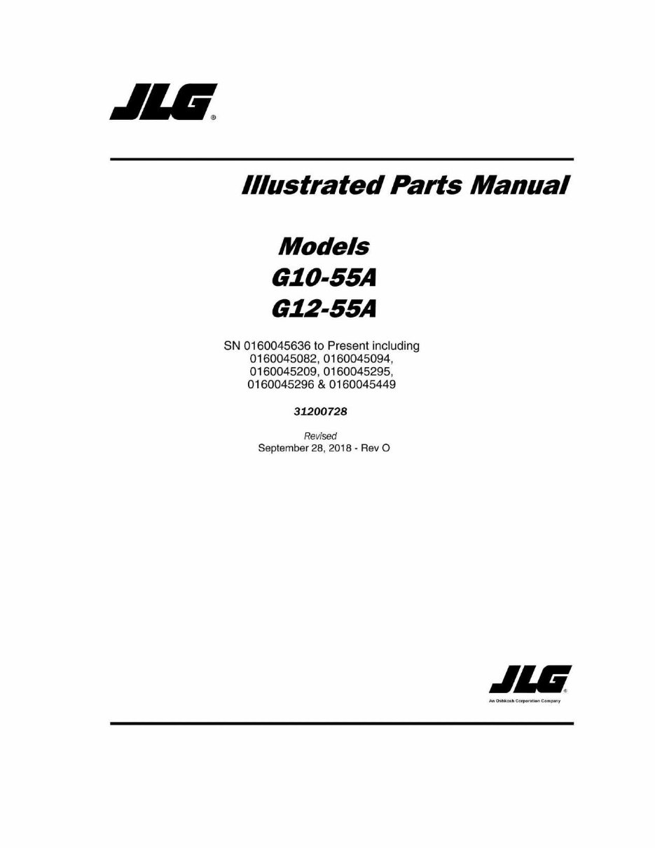 JLG Telehandlers G10-55A G12-55A ANSI Illustrated Master Parts List ...