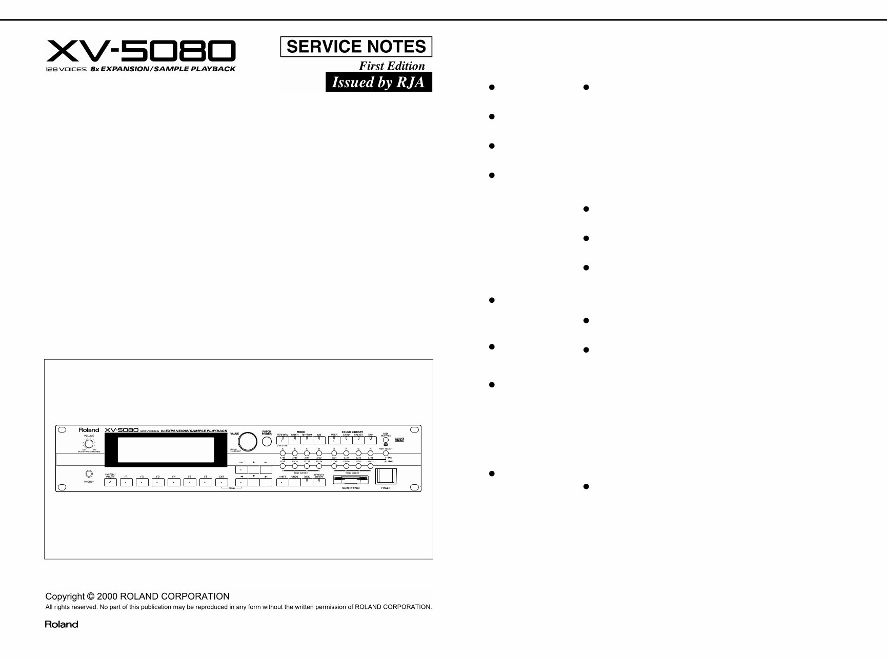Roland XV5080 xv-5080 5080 complete service manual