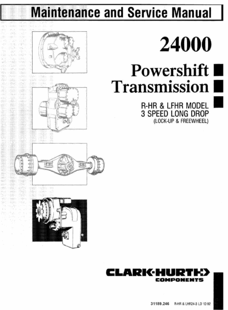 CLARK HURTH 24000 HR 4 SPEED POWERSHIFT Transmission Workshop Service ...