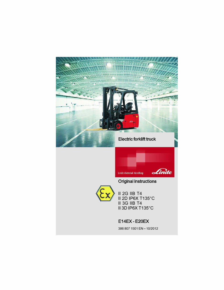 Linde Electric Forklift Truck 386 EX Atex Series: E14 EX, E16 EX, E16 L ...