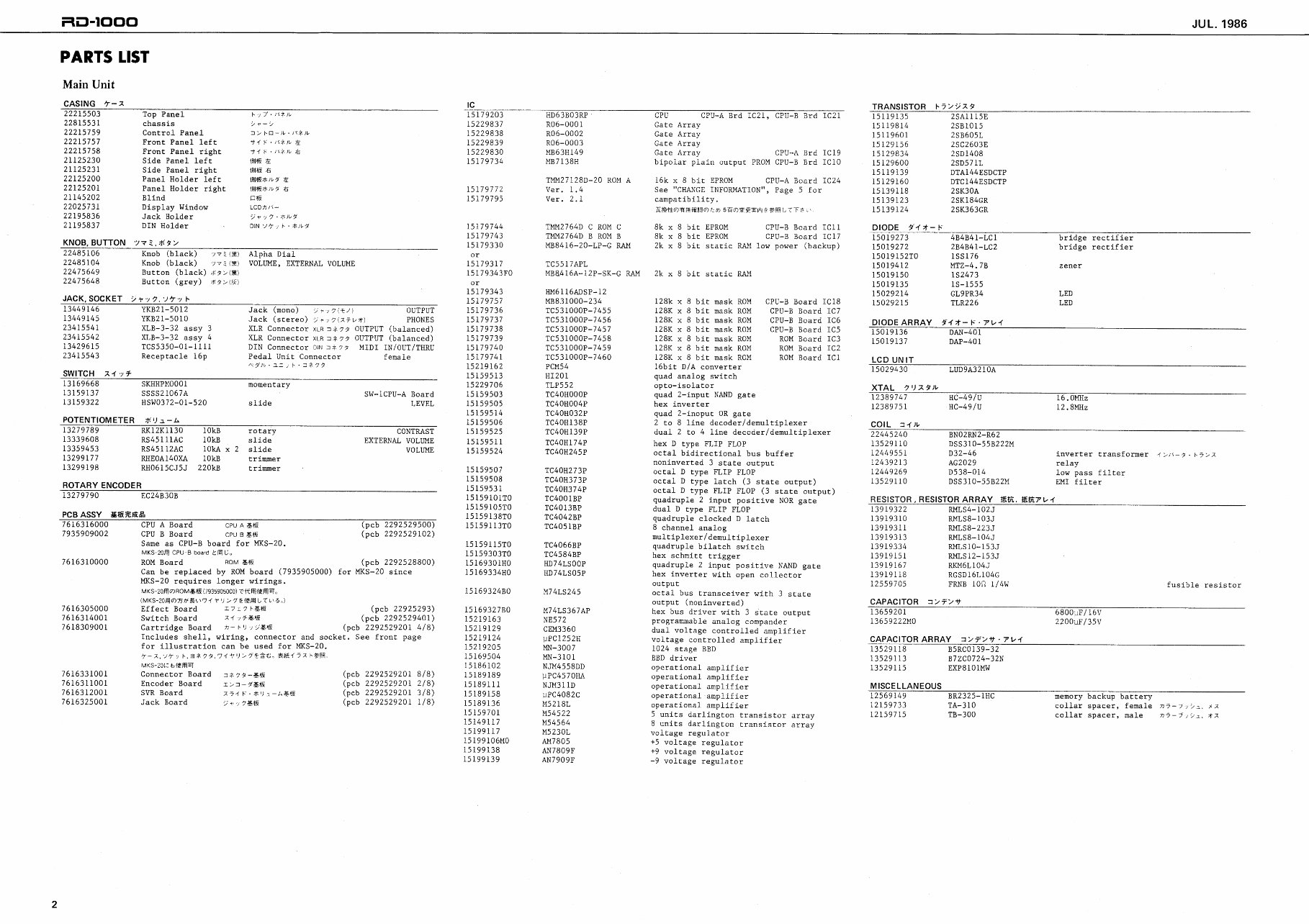 Roland RD-1000 RD1000 RD 1000 complete service manual