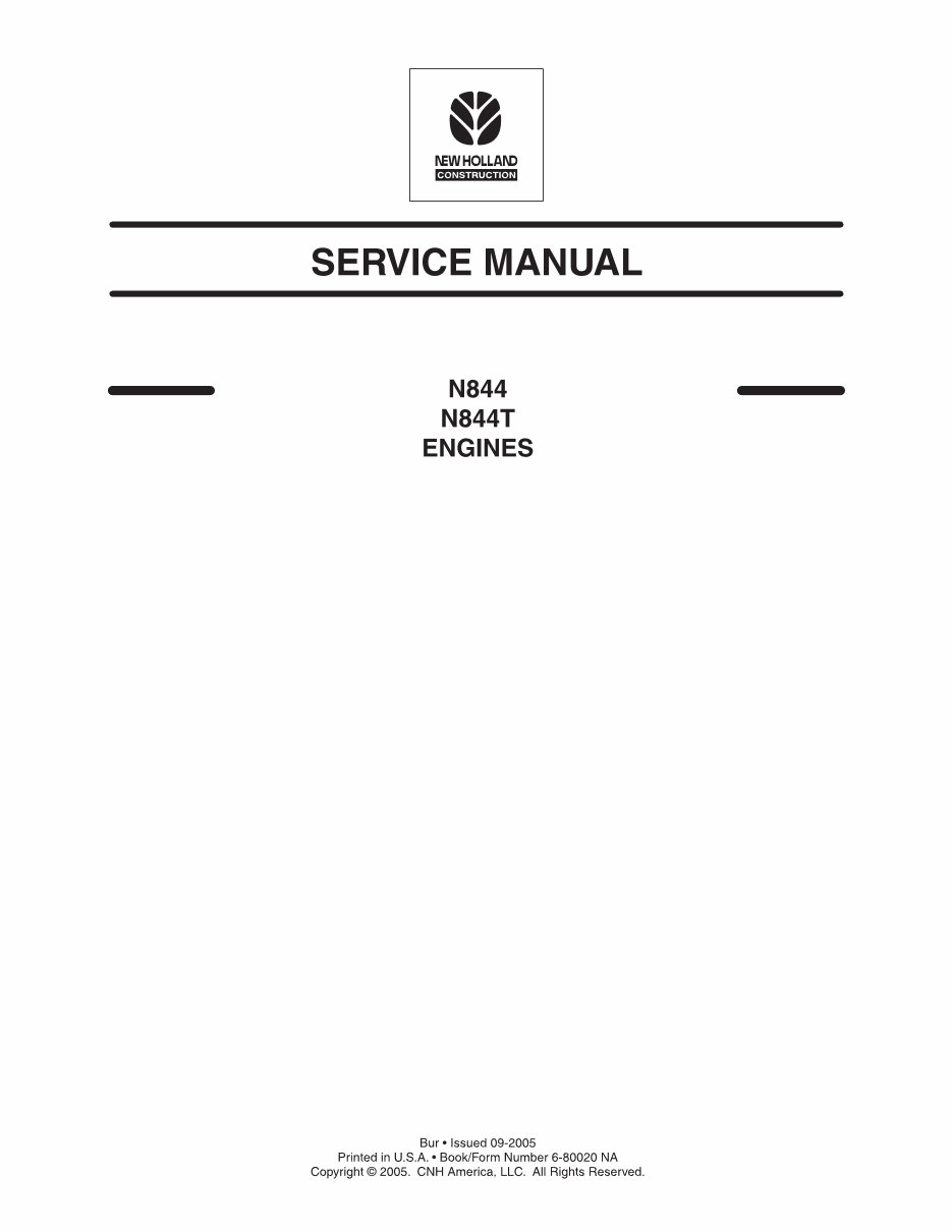 New Holland N844, N844T Service Manual |Manual