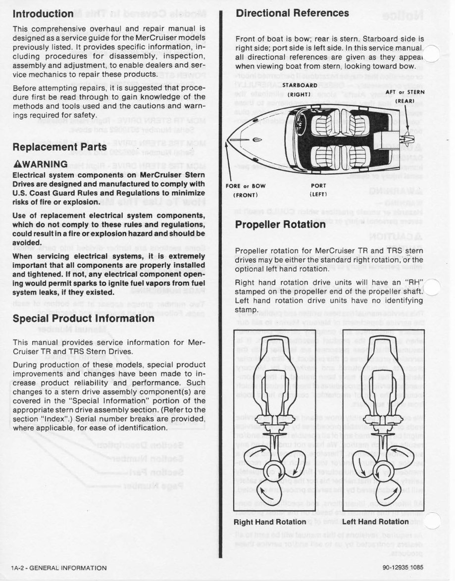 Mercruiser Sterndrives: TR and TRS 19781993 Service Manual 90‑12935