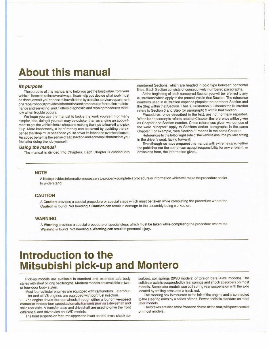 1986-1992 MITSUBISHI MIGHTY MAX Service and Repair Manual