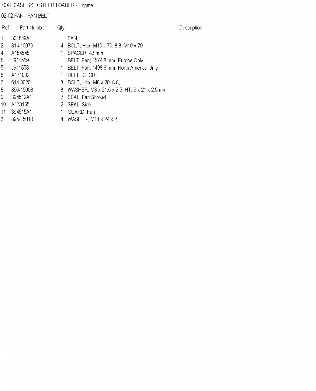 CASE 40XT Skid Steer Loader Parts Catalog Manual
