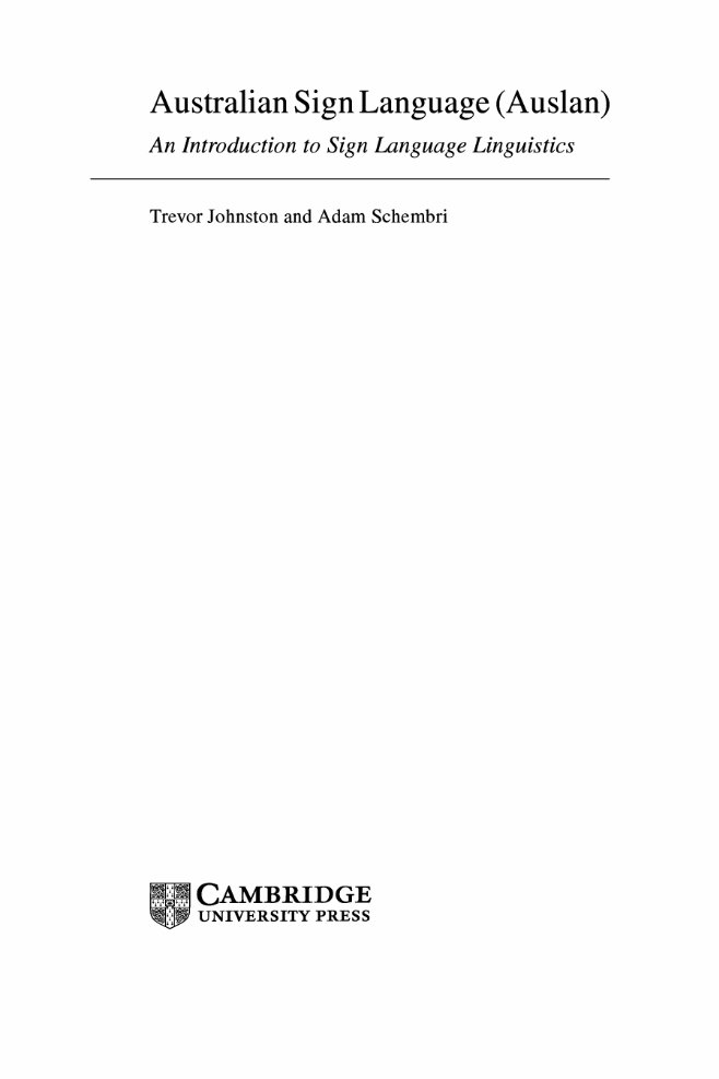 Australian Sign Language (Auslan) - , Adam Schembri