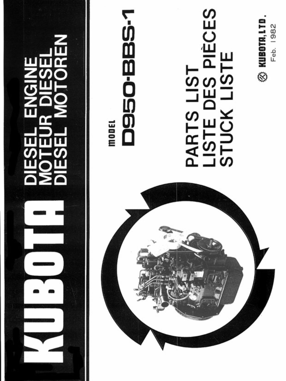 Kubota D950 engine parts list. D950-BBS-1 | Manuals Online