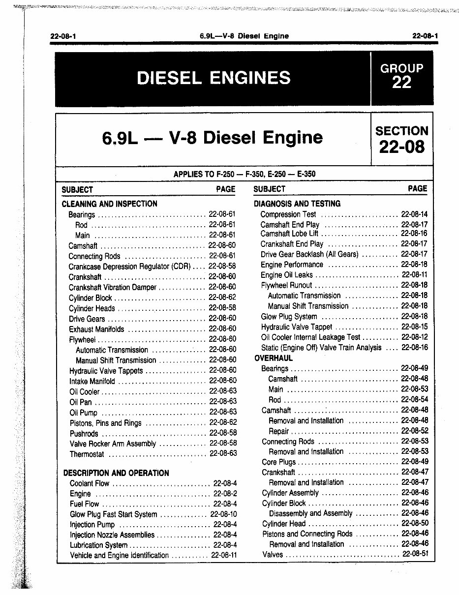 Ford Truck 6.9L Diesel Engine 1985 Service Repair Manual