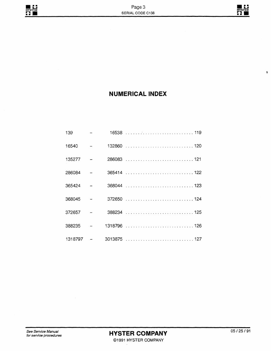 Hyster Electric Forklift C138 (N40EA, N45EA, N50EA, N40ER, N45ER) Parts ...