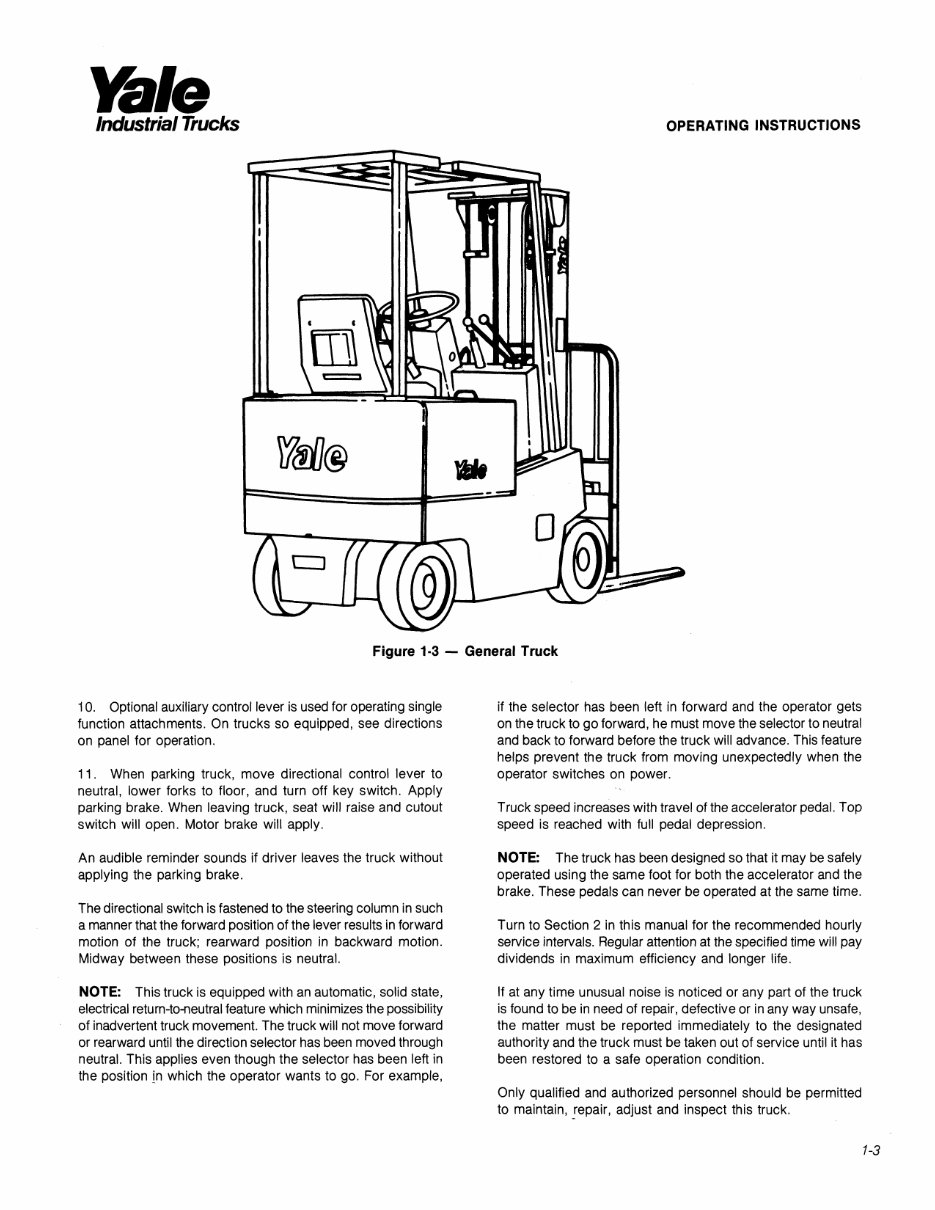 Yale Electric Rider Fork Lift Truck Type AC, BC: ERP020, ERC025, ERP025 ...