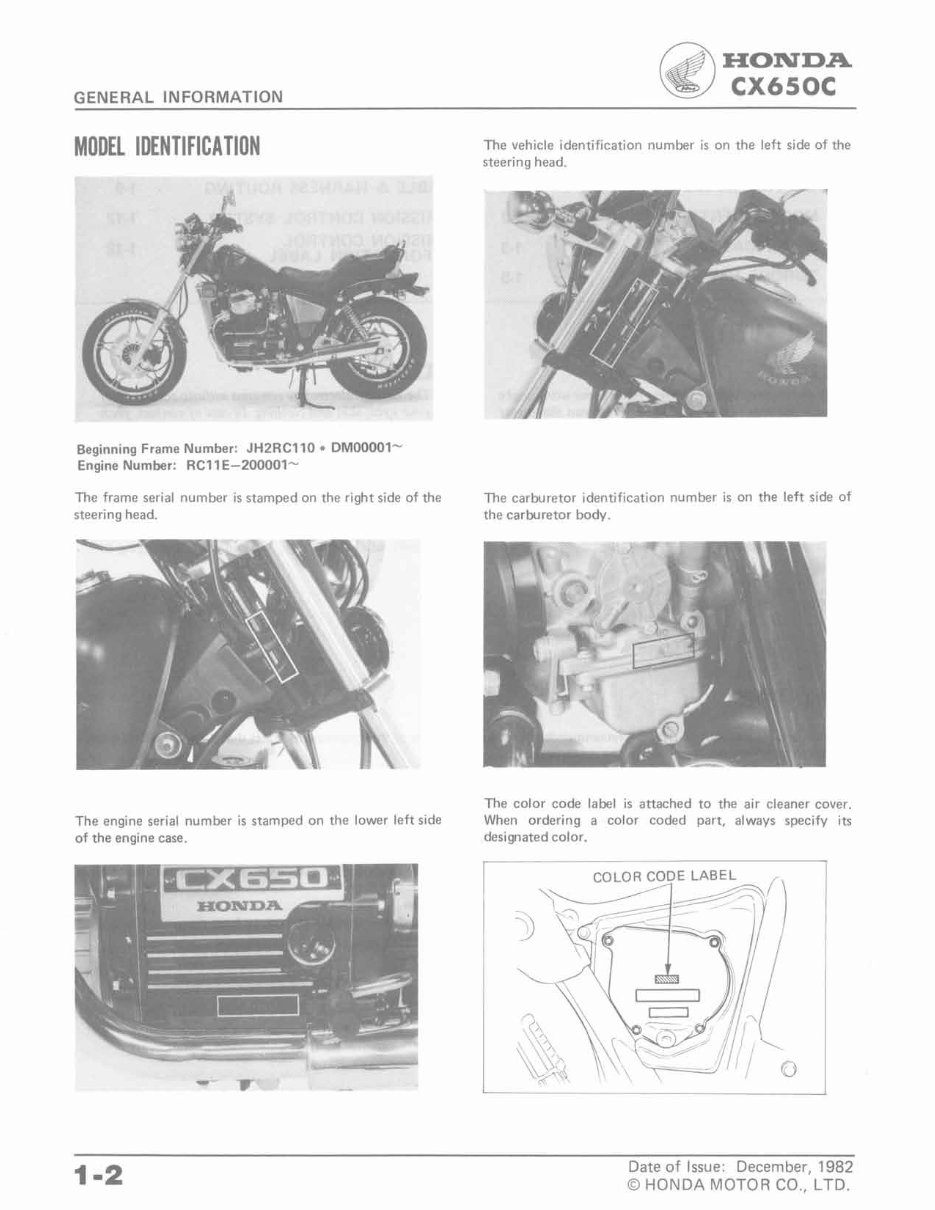 HONDA CX650C Service Repair Manual 1983 Onwards