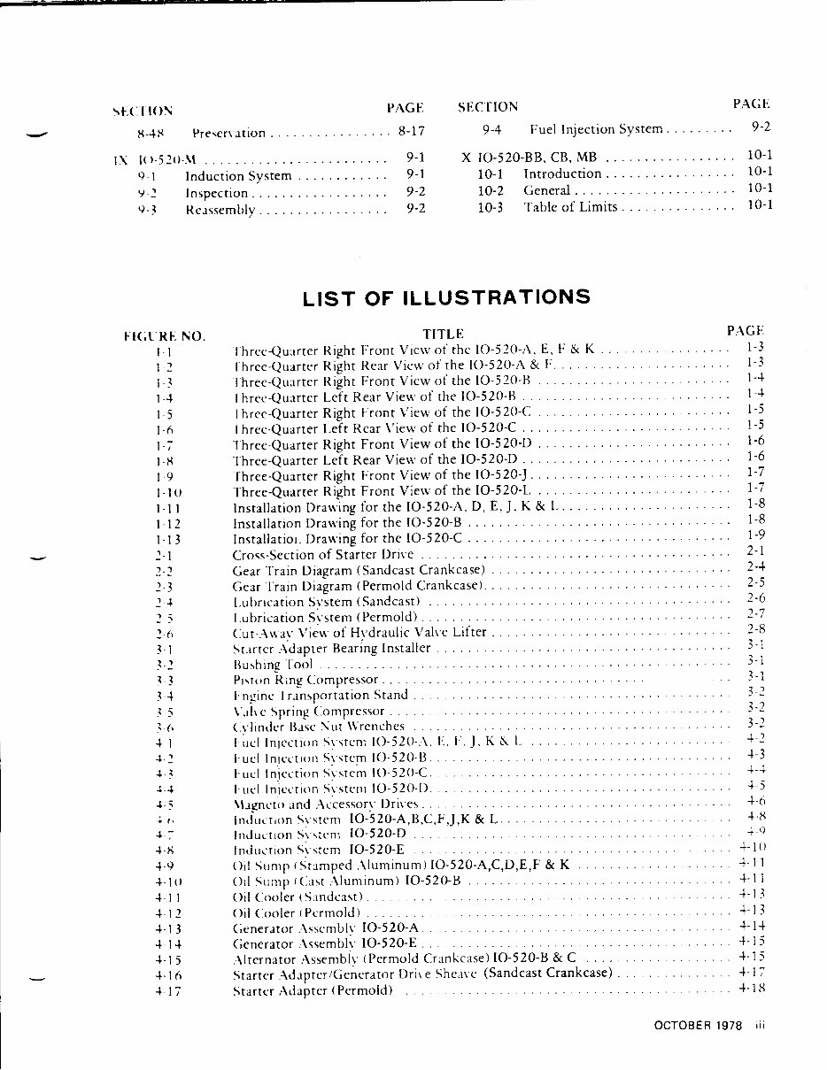 Continental IO-520 aircraft engine overhaul manual