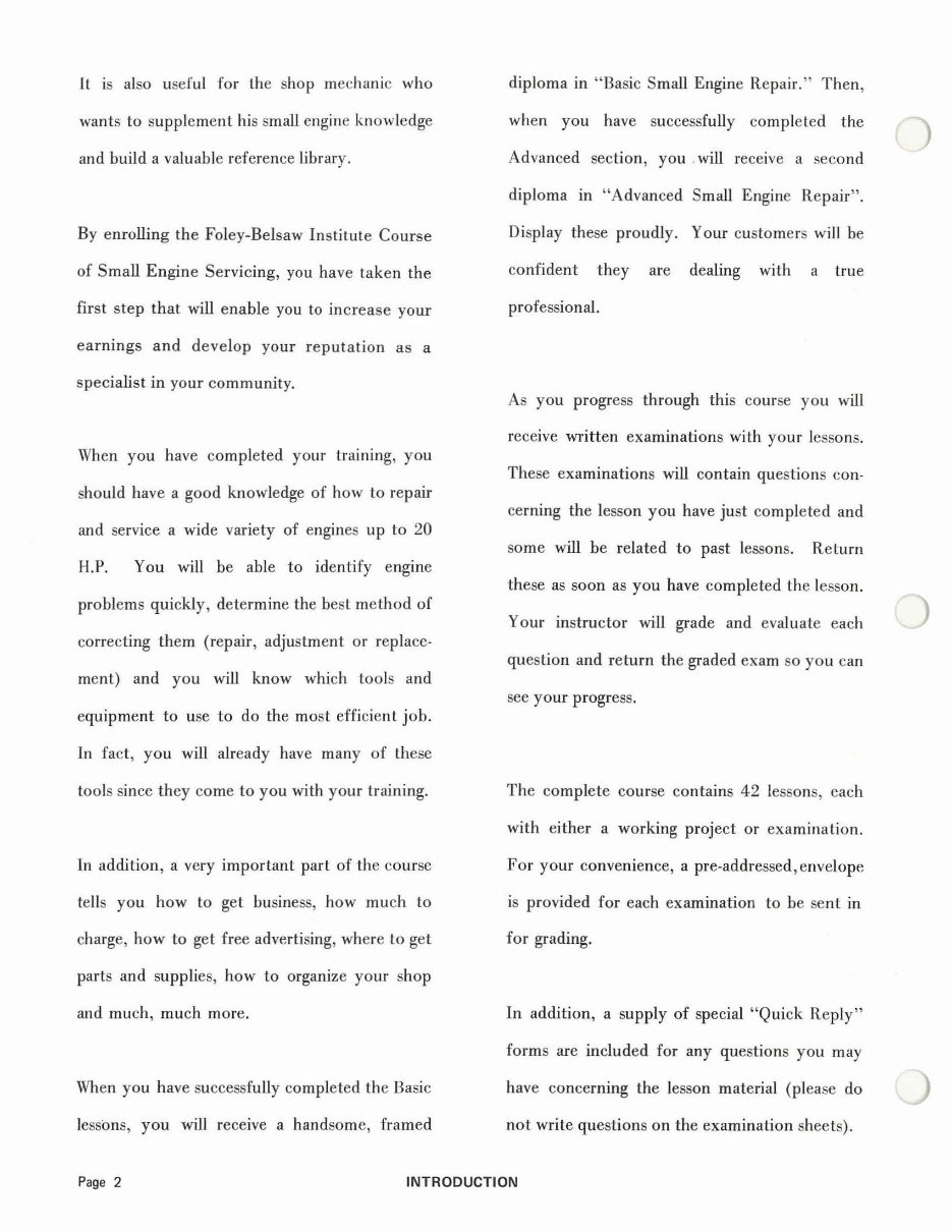 Small Engine Repair & Service - Home Study Course